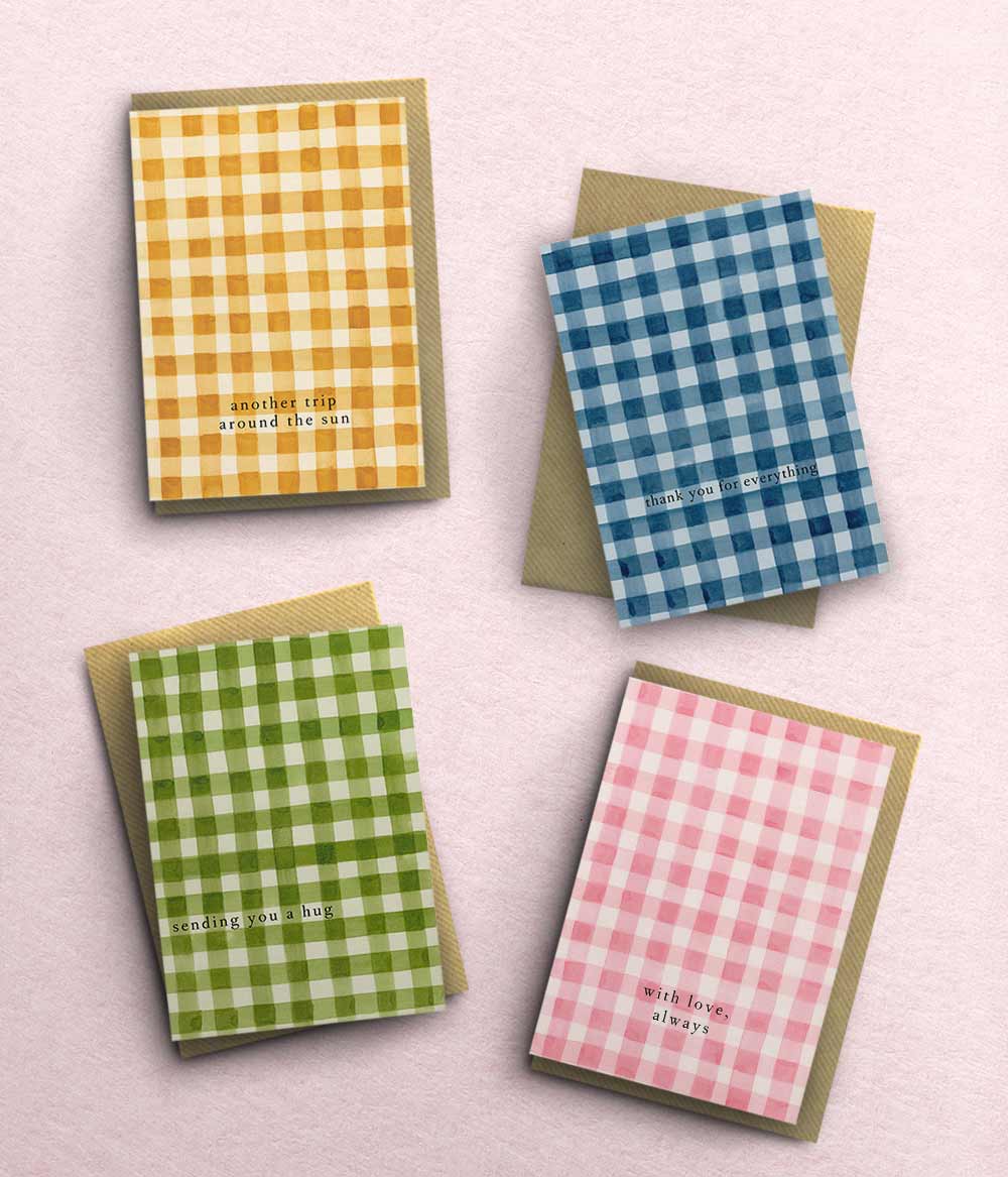 Gingham Cards Multipack – bytillyillustration