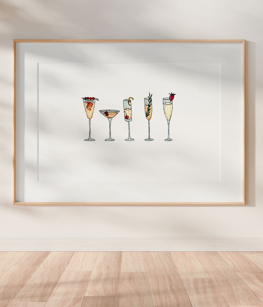 Prosecco Glasses Print – bytillyillustration