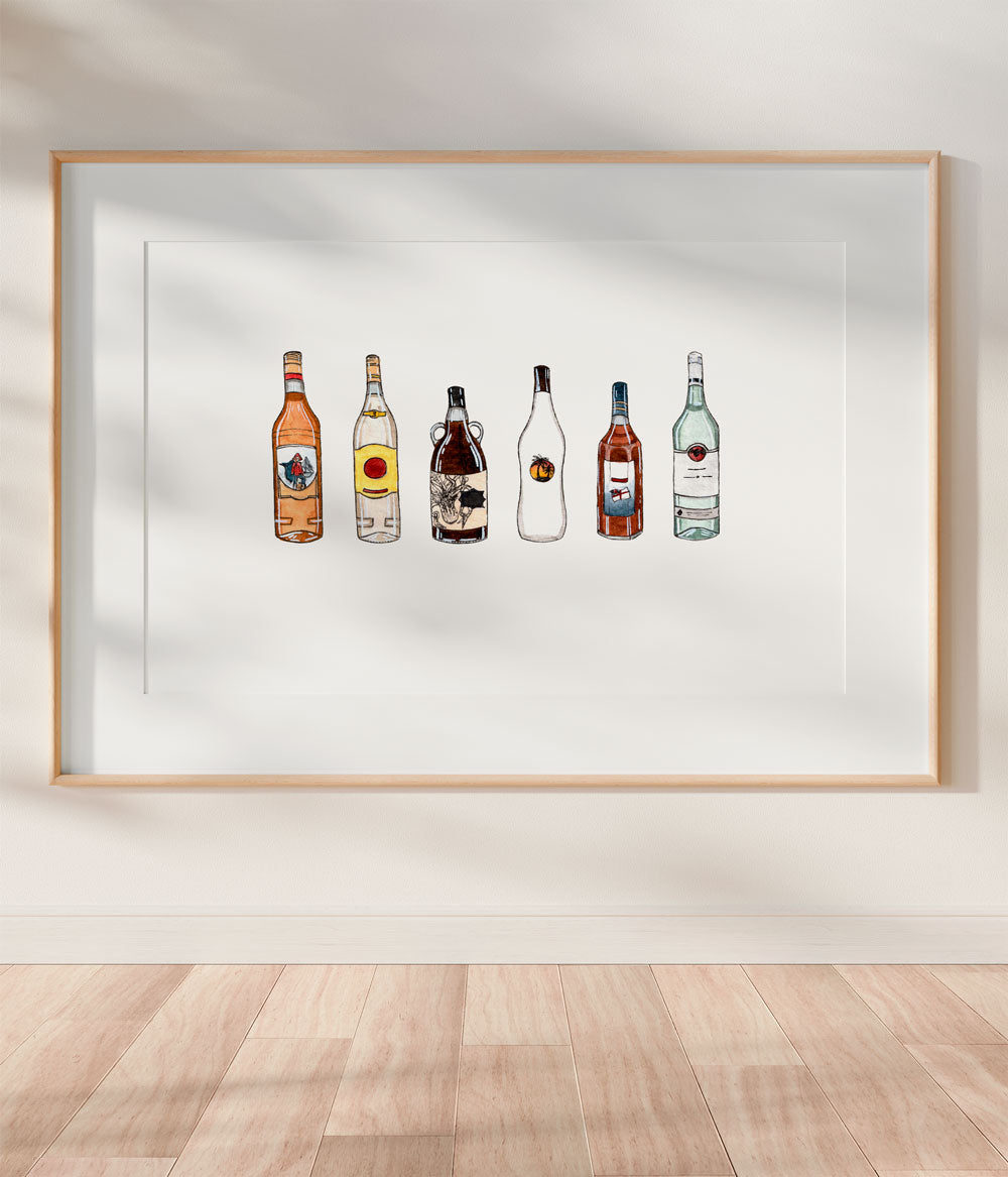 Rum Bottles Print – bytillyillustration