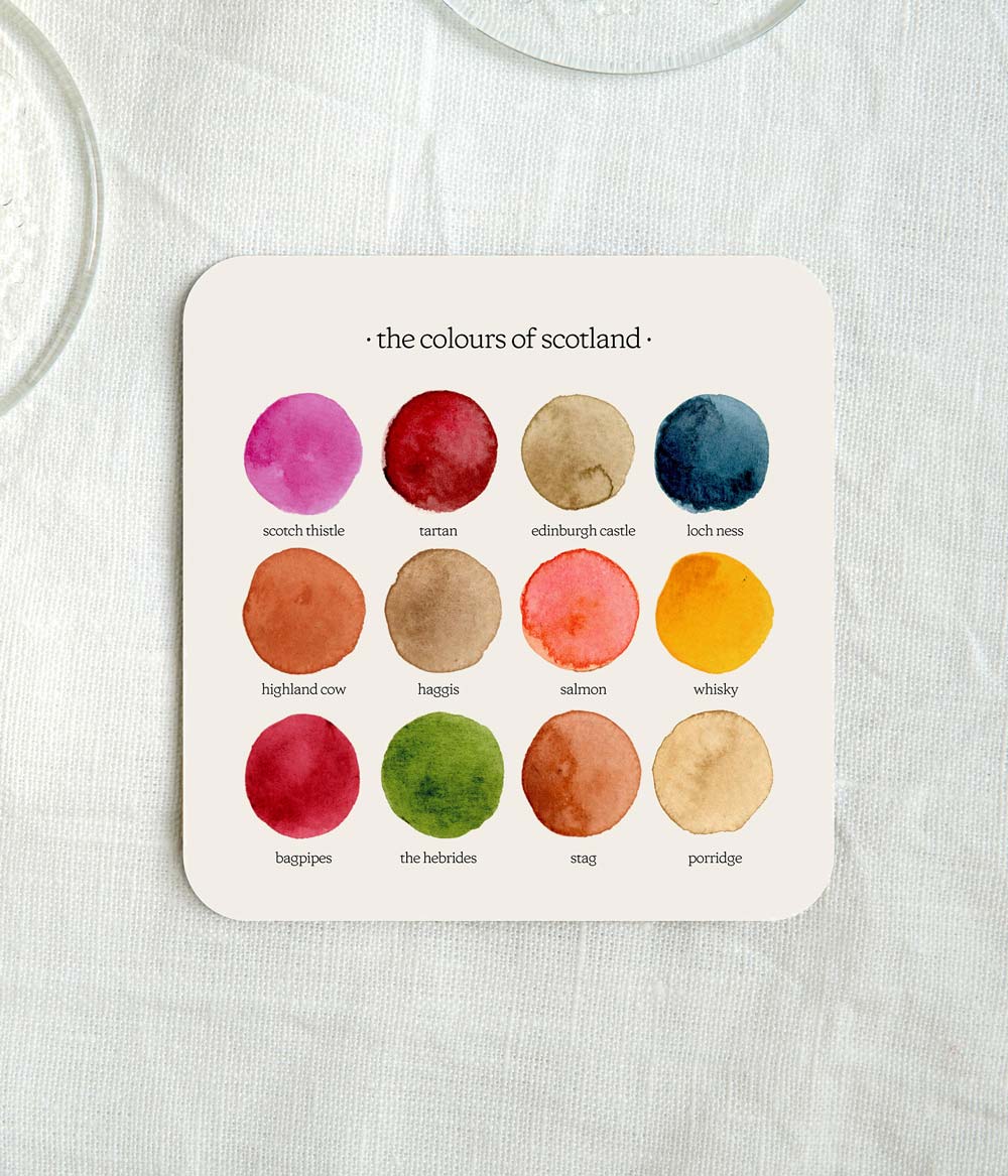 The Colours of Scotland Coaster – bytillyillustration