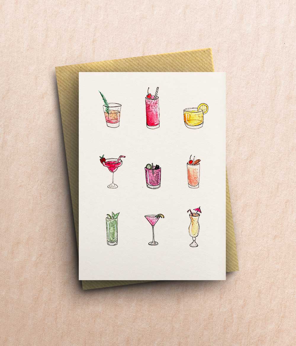 Mixed Cocktails Card – bytillyillustration