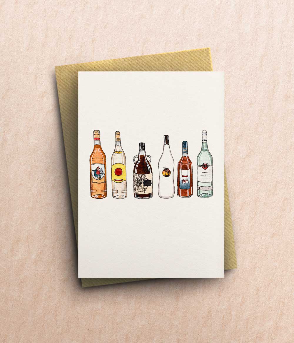 Rum Bottles Card – bytillyillustration