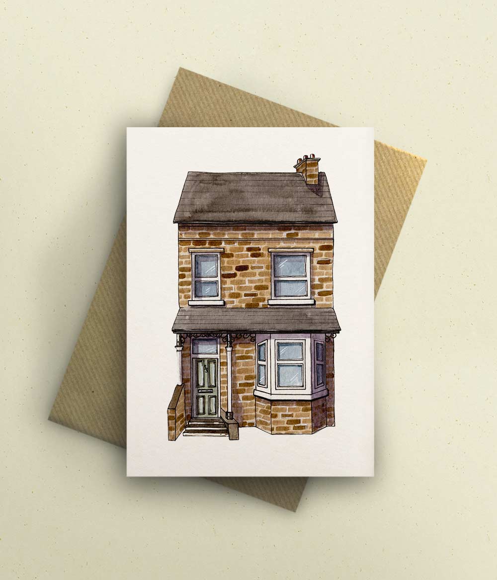 Custom Watercolour House Card – bytillyillustration